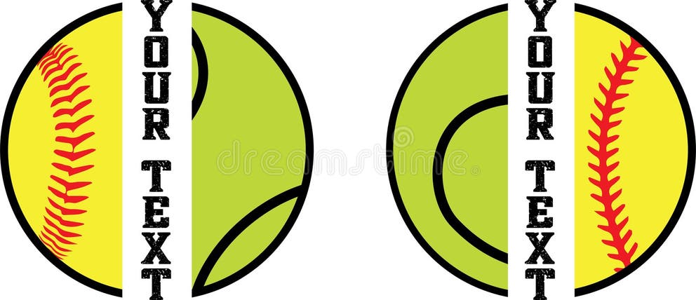 Split Name Sports Ball, Tennis Ball, Baseball, Softball Stock Vector ...