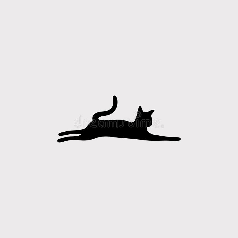 Stretching Silhouette of Agile Cat in Mid-Leap. Stock Illustration ...