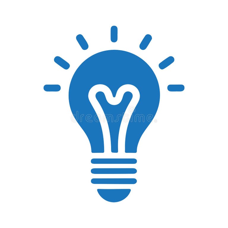 A Blue Light Bulb Icon with a Clean, Simple Design Against a White ...