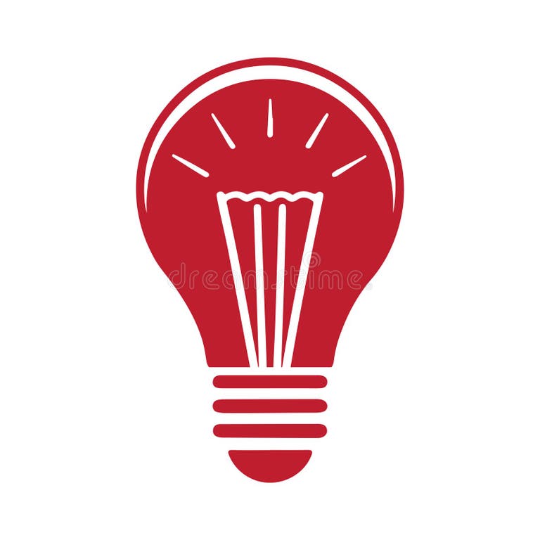 Red Light Bulb Icon on a White Background. Stock Vector - Illustration ...