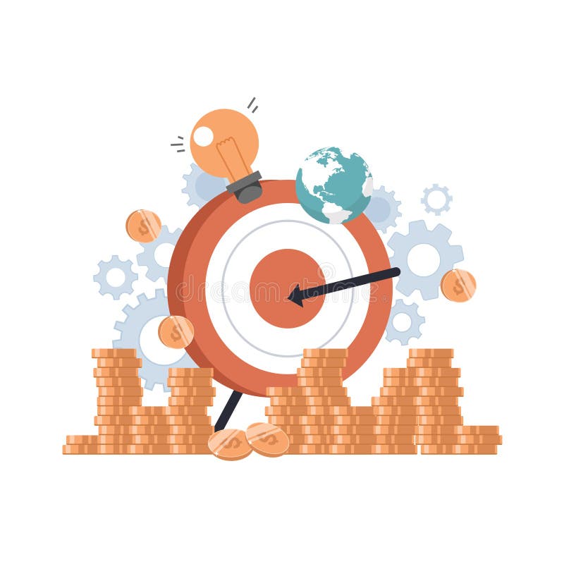 Business Strategy. Target, Arrow and Money Coins Stock Illustration ...