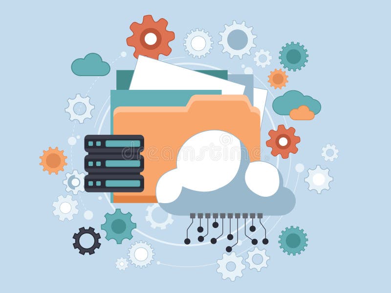 Cloud, Data Security. Hosting Concept. Servers and Clouds Stock Illustration - Illustration of ...