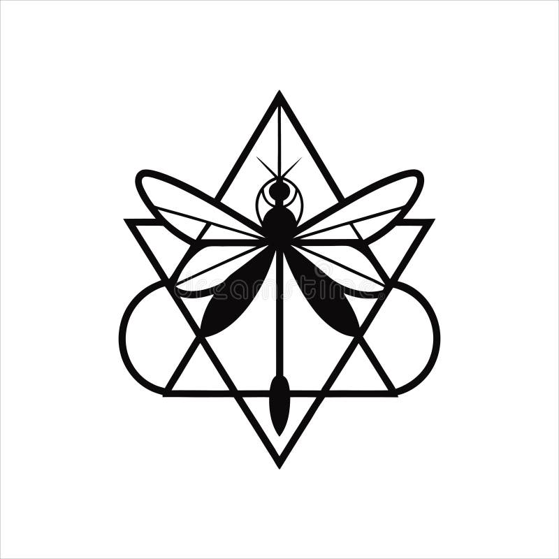 Mystical Dragonfly and Sacred Geometry Flat Icon Stock Illustration ...