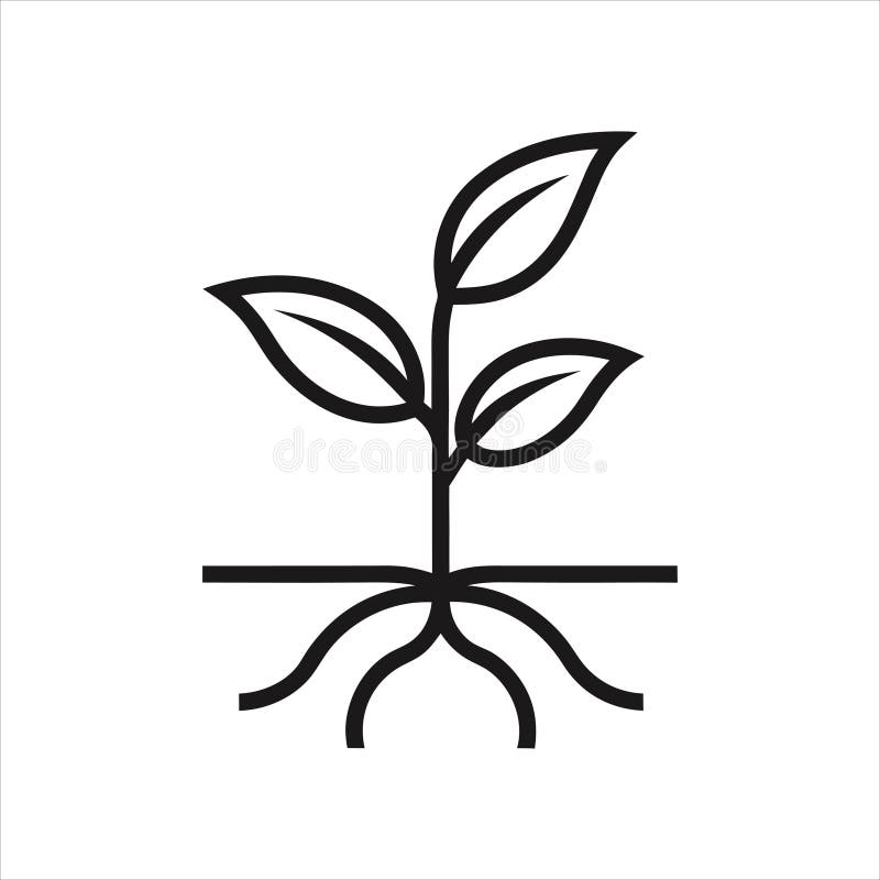 Sprout with Roots Line Logo Icon Stock Illustration - Illustration of ...