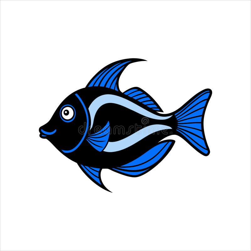 Stylized Blue Tang Fish Icon in Motion Vector Stock Illustration ...