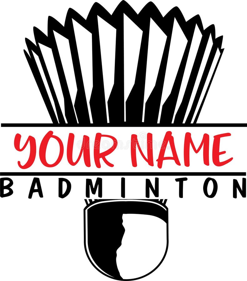 Shuttlecock Monogram Frame, Badminton Split Name Stock Vector ...
