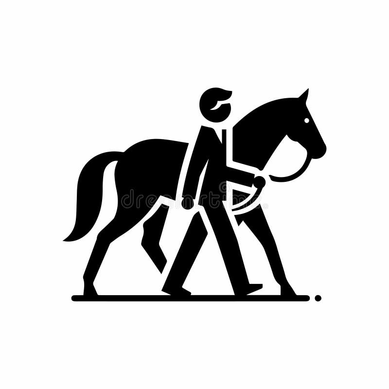 Icon Man Walking with Horse, Stable Symbol, Pet, Isolated Stock Vector ...