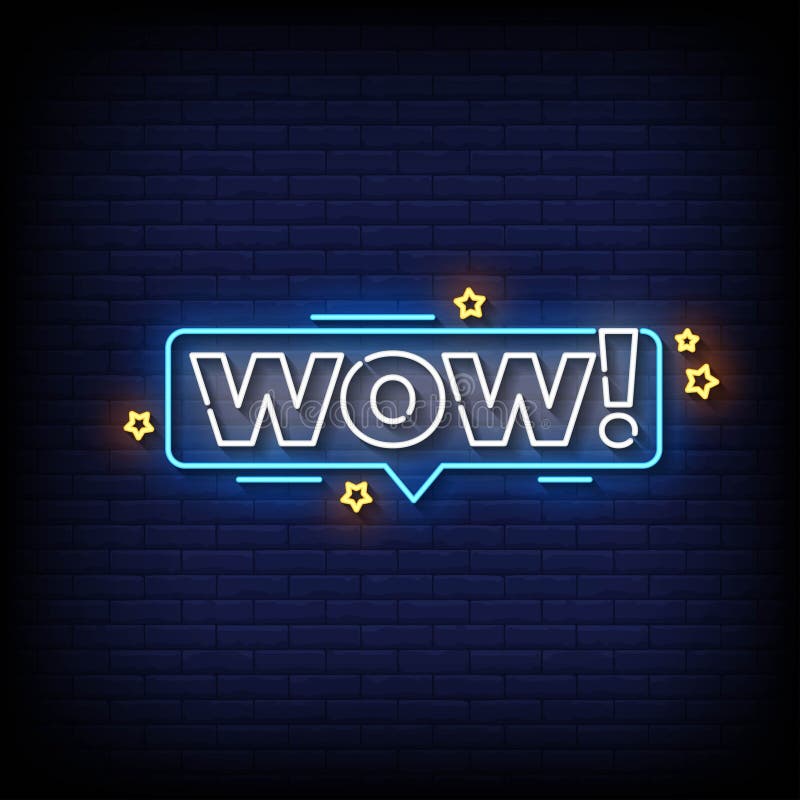 Wow Neon Sign with Brick Wall Background Vector Stock Illustration ...