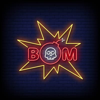 Boom Neon Sign with Brick Wall Background Vector Stock Illustration ...
