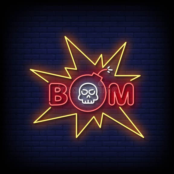 Boom Neon Sign with Brick Wall Background Vector Stock Illustration ...