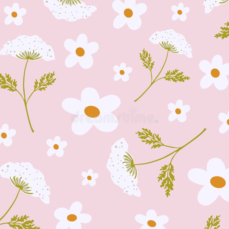 Spring Flowers Cute Vector Pattern. Botanical Background for Print ...