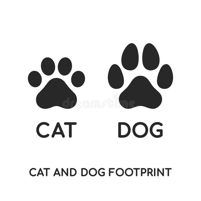 Cat and Dog Paw Print Vector. Cat and Dog Vector Footprint Icon Stock ...
