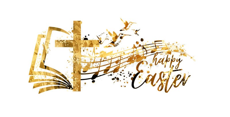 Golden Harmony of Easter Faith, Music, and Renewal Stock Illustration ...