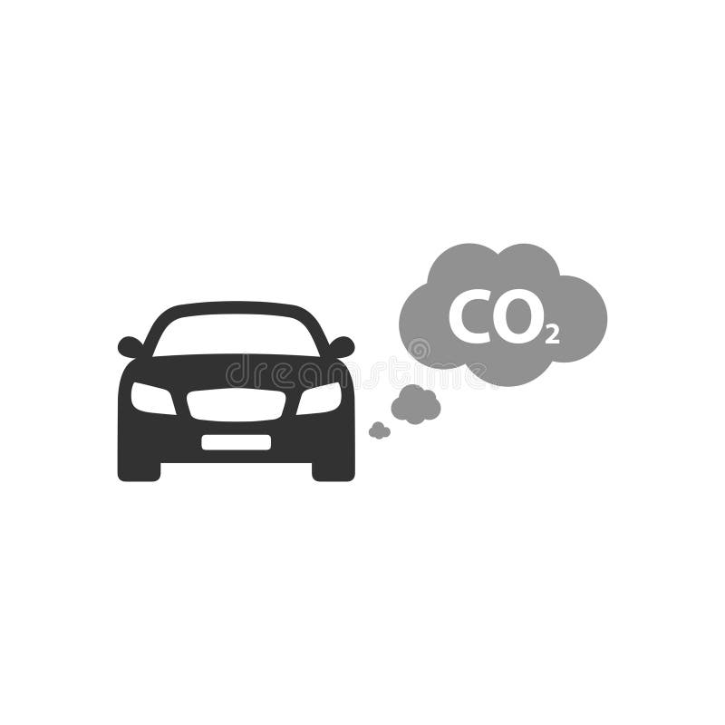 Car Icon with CO2 Symbol. Air Pollution Icon Stock Illustration ...