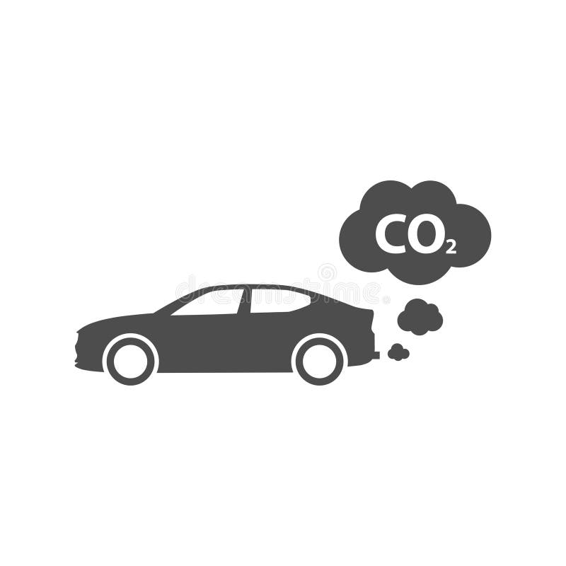 Car Icon with CO2 Symbol. Car Exhaust Icon Stock Illustration ...