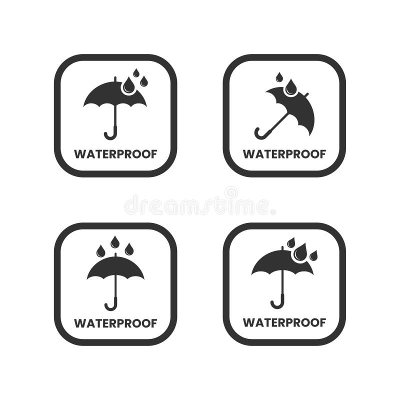 Waterproof Sign Symbols. Water Resistant Signs. Vector Elements Stock ...