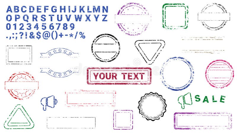 Grungy Letters and Frames To Create Your Own Stamps Stock Illustration ...