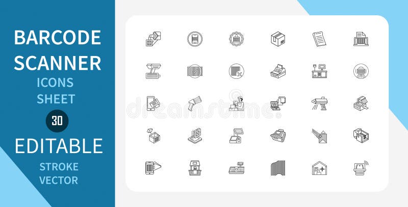 Barcode Scanner Line Icons Set. Technology, Scan, Read, Data ...