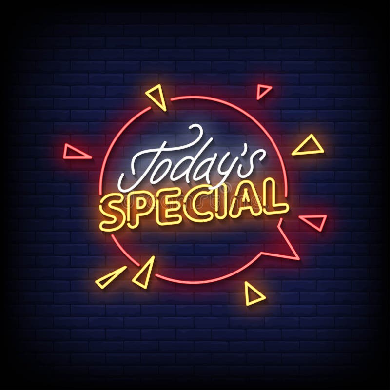 Todays Special Neon Sign with Brick Wall Background Vector Stock Vector ...