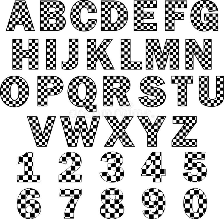 Checkered Alphabet, Racing,Numbers, Finish Flags, Checkered Flag Stock ...