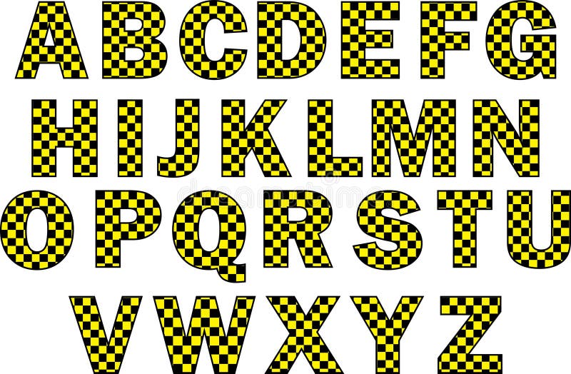 Checkered Letters Alphabet, Racing Cars, Checkered Flag Stock Vector ...