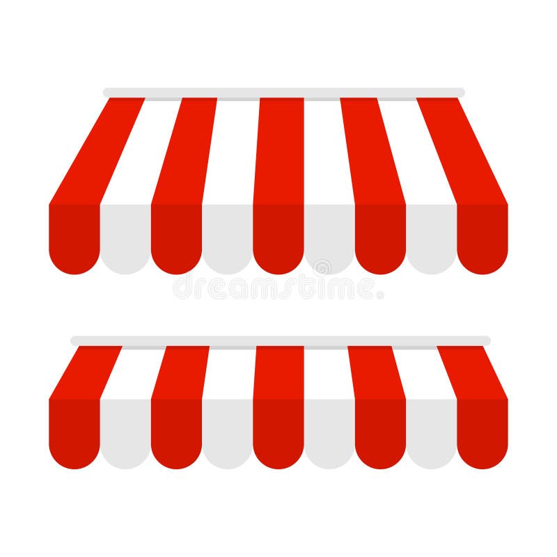 Red Striped Awnings Vector. Canopy for Restaurant, Cafe, Hotel, or ...