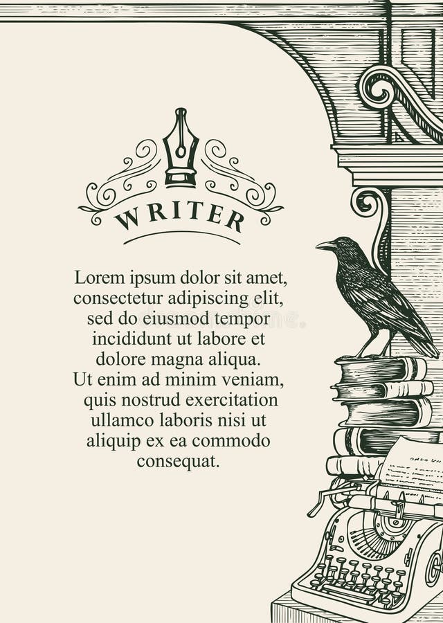 A4 banner on writers theme stock illustration. Illustration of arch ...