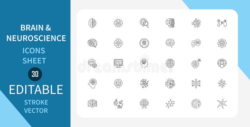 Brain and Neuroscience Line Icons Set. Mind, Cognitive, Functions ...