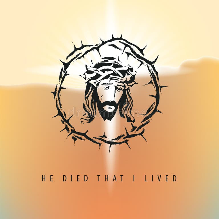 Easter Banner or Greeting Card with Portrait of Crying Jesus Christ ...
