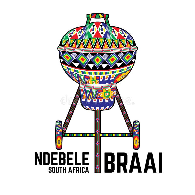 South Africa Braai with Ndebele Pattern Design Stock Vector ...