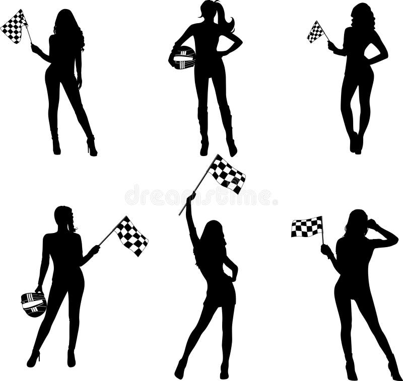 Female with Racing Flag, Racing Car, Formula 1 Car, Flag Girl ...