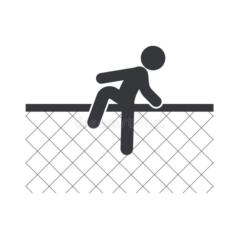 Isolated Pictogram Sign Showing a Person Climbing a Fence Stock Vector ...