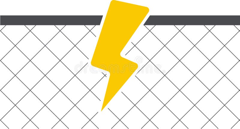 Isolated Pictogram Sign of a Mesh Fence with a Lightning Bolt Icon ...