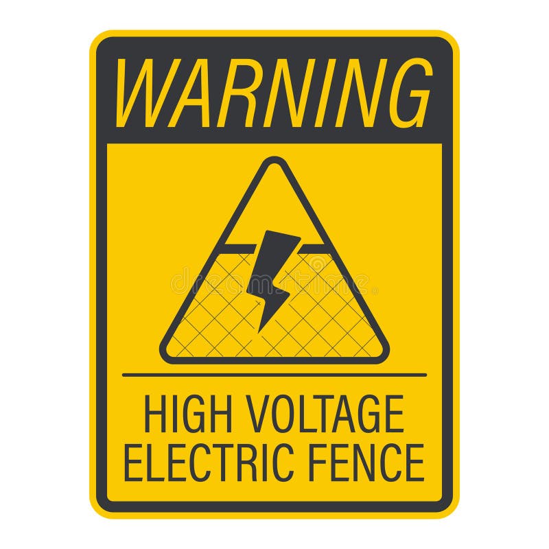 Isolated Pictogram Sign of a Mesh Fence with a Lightning Bolt Icon ...