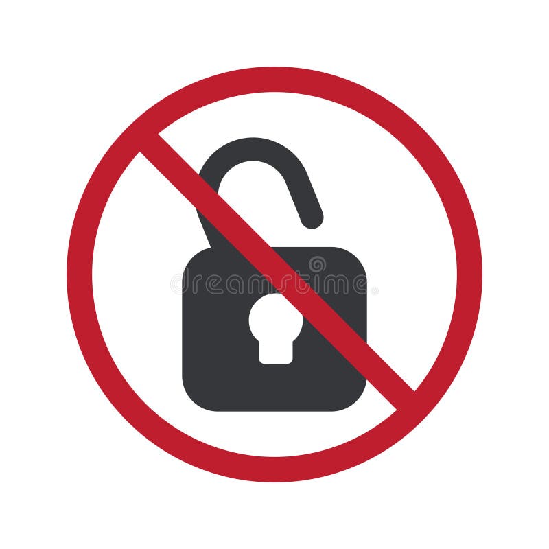 Isolated Prohibition Sign with an Unlocked Padlock Stock Vector ...