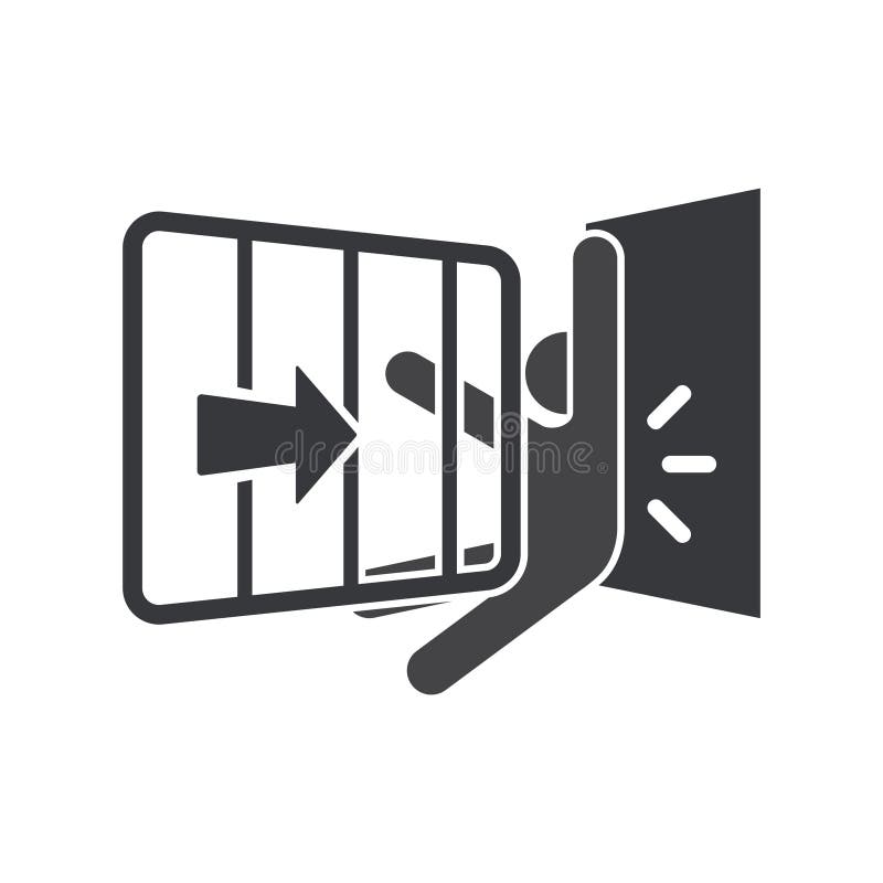 Isolated Pictogram Showing a Person Trapped by a Moving Door, with a ...
