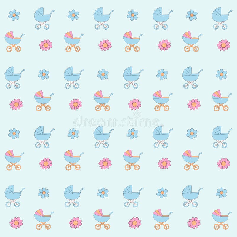 Baby Clothing Textile Seamless Swatch Background. Drawn Doodle Funny ...