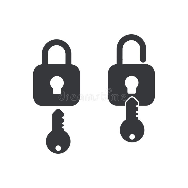 Isolated Bundle Icon with a Padlock in Locked and Unlocked States ...
