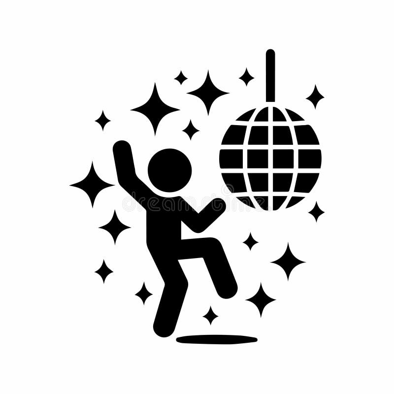 Stickman Dancing at Disco, Icon, Night Club, Isolated Human Silhouette ...