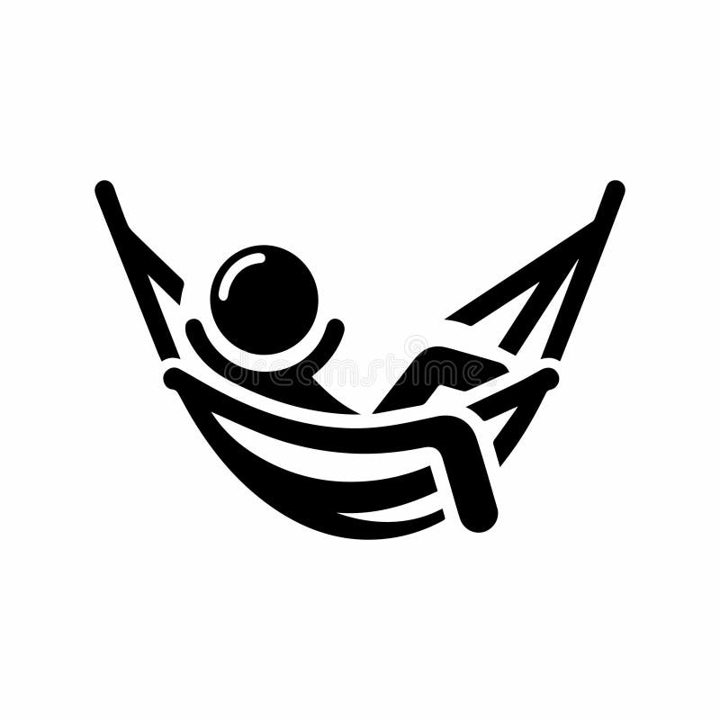 Icon Rest, Stickman Resting in a Comfortable Hammock Stock Vector ...