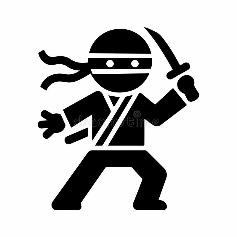 Ninja Icon, Stick Figure Masked Man, Martial Arts Stock Illustration ...