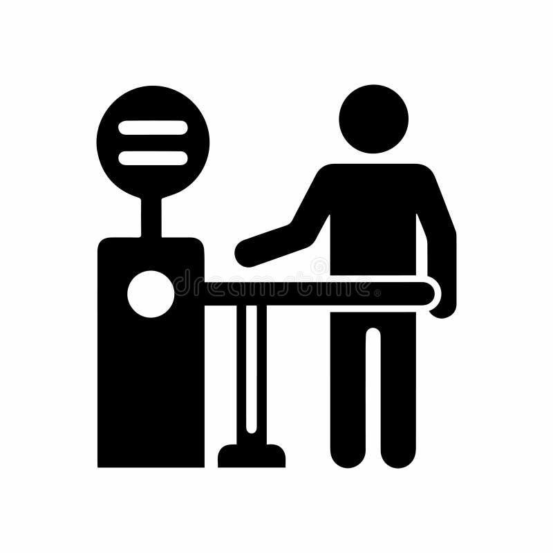 Icon Man at Turnstile, Passage Closed, Barrier, Sticks Stickman Figure ...