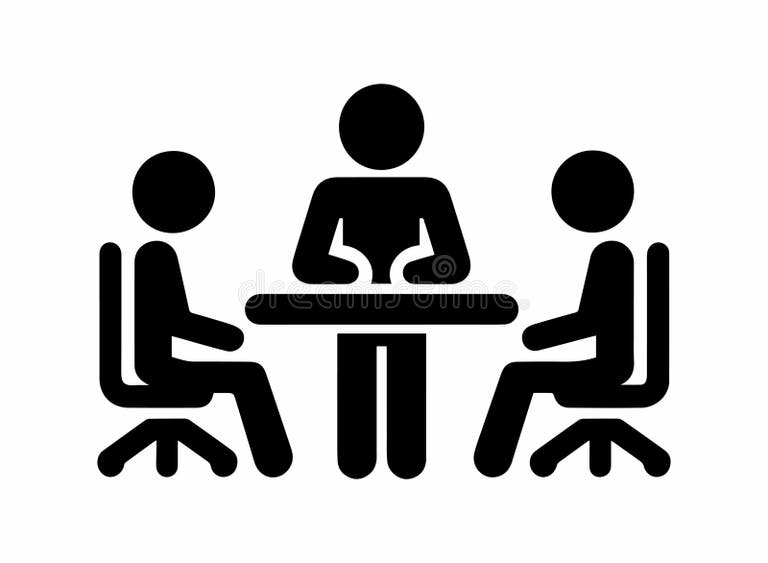 Icon People Sitting at Table, Sticks Stickman Figure, Isolated ...