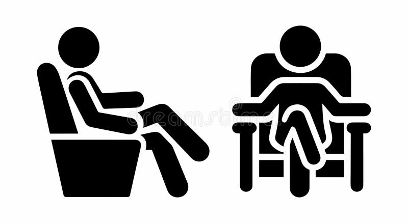 Man Sitting in Chair, Front View and Side View, Set of Icons, Isolated ...