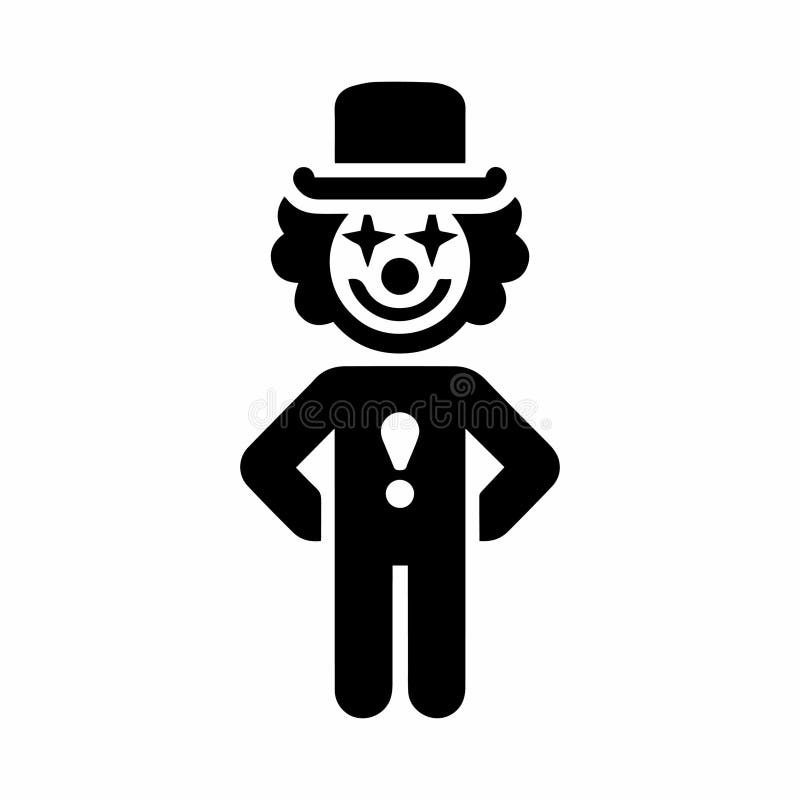 Clown Icon, Stick Figure Stickman, Man Isolated Silhouette Stock ...