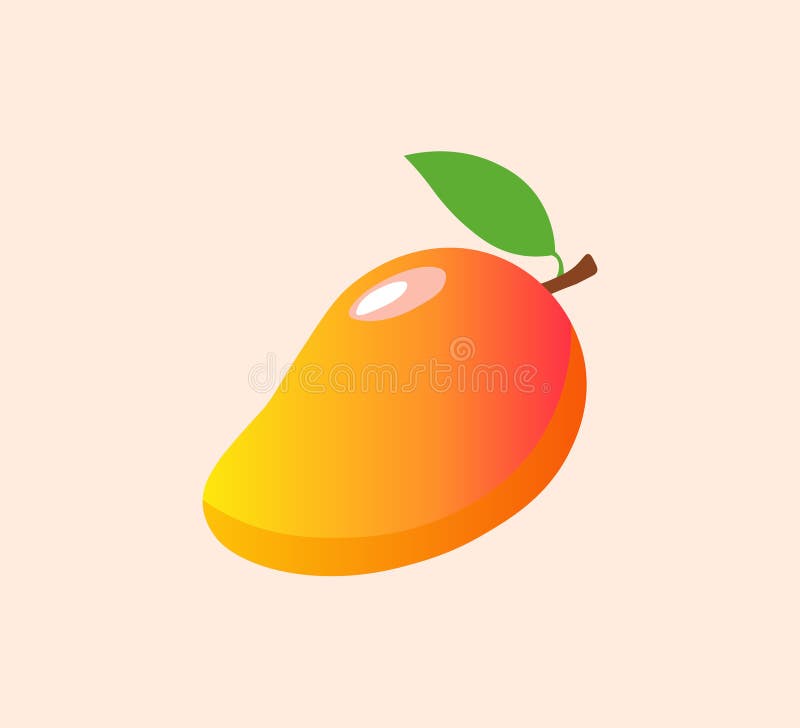 Illustration of a Stylized Mango with a Smooth Gradient from Yellow at ...