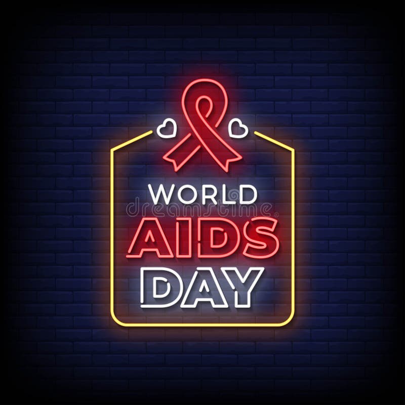 World Aids Day Neon Sign with Brick Wall Background Vector Stock Vector ...