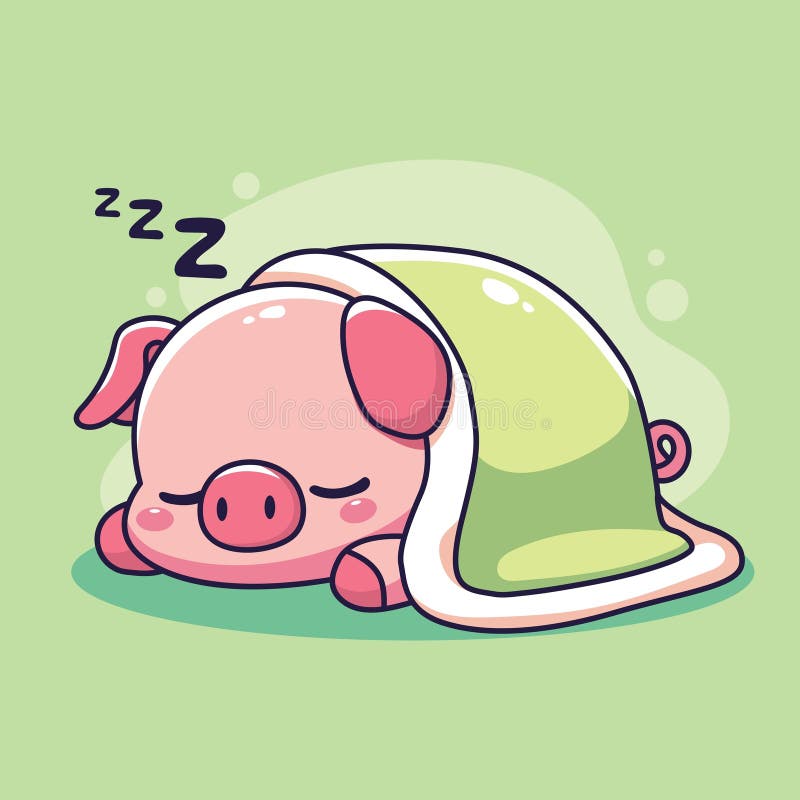 Cute Cartoon Pig Sleeping . Vector Illustration Stock Vector ...