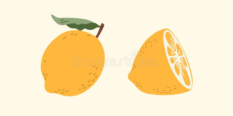 Juicy Citrus Fruit. Yellow Cartoon Lemon Icons Stock Vector ...
