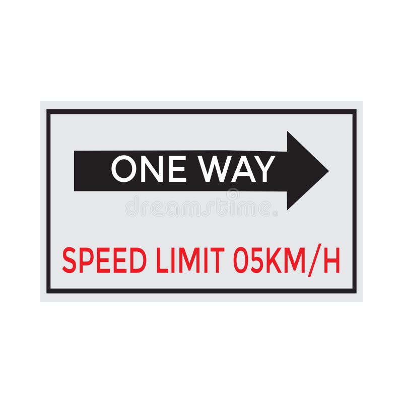 One Way Speed Limit 05kmh Warning Signage Vector Illustration Stock ...